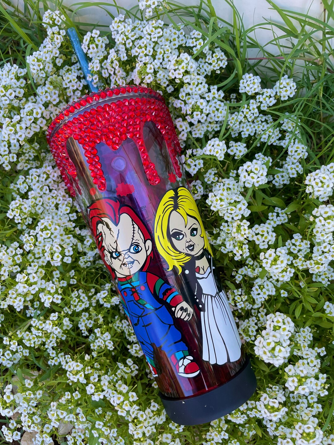 Chucky and Tiffany Blood Drip and Rhinestone Starbucks Halloween ...