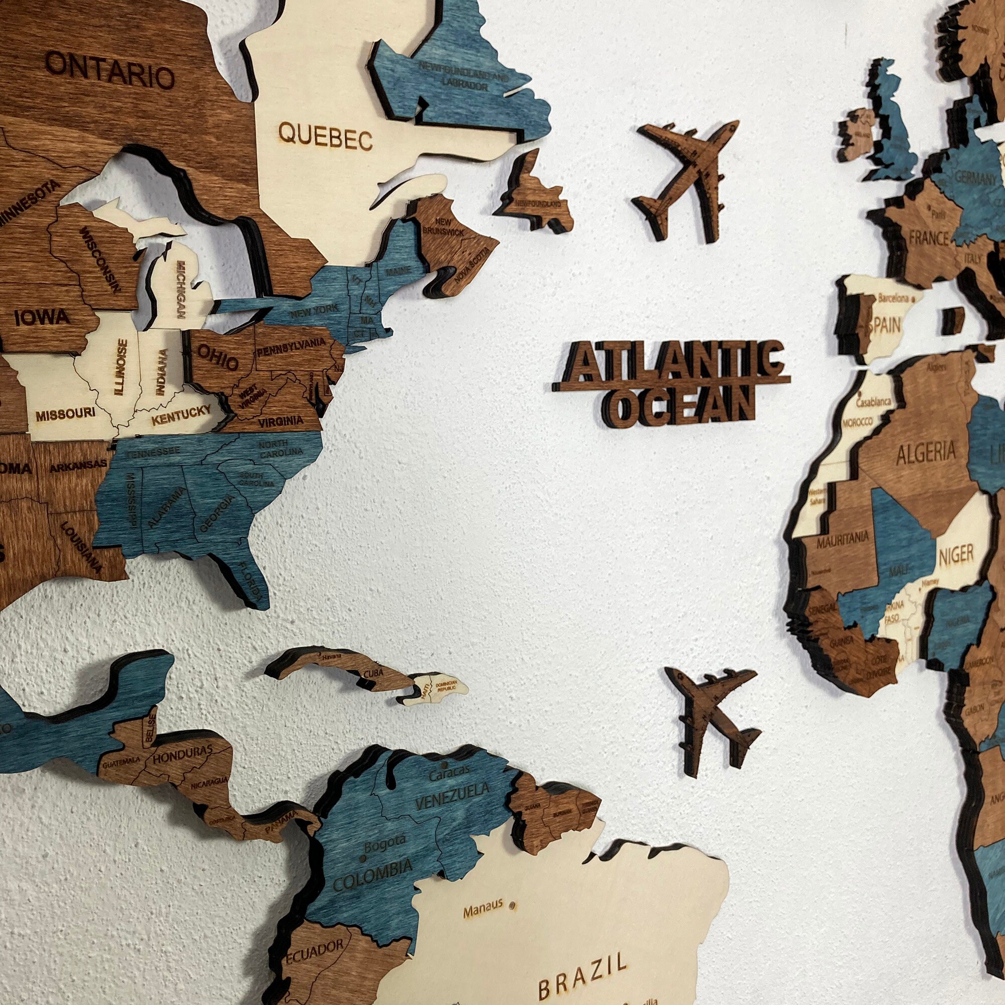 Wooden World Map, 3D Wall Map, Wooden Wall Decoration, Christmas Gift ...