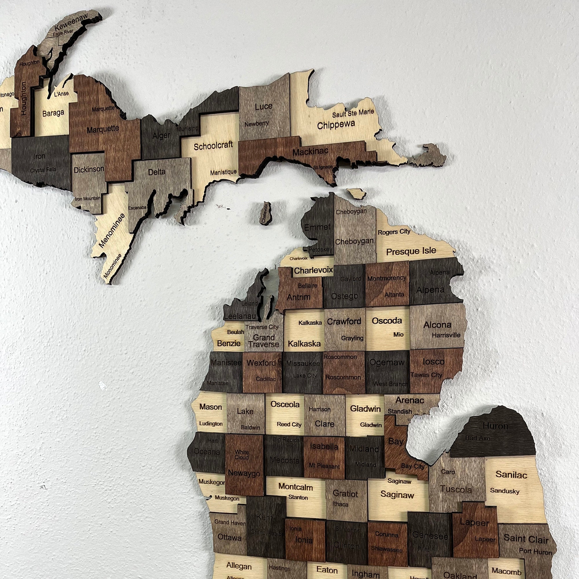 3D Wooden Michigan Map, , Wooden Map Shaped Michigan, Michigan Map Wall ...