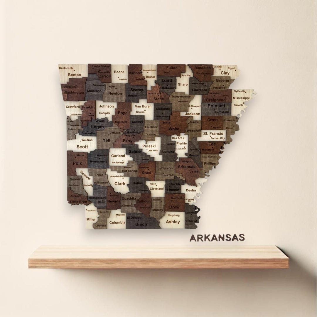 3D Wooden Arkansas Map, Natural State in 3D – Rustic Wall Art Decor - Etsy