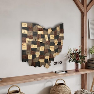 3D Wooden Ohio Map Wall Art – Rustic Buckeye State Decor for Home ...