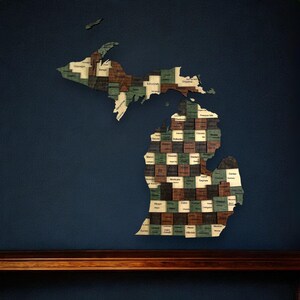 3D Wooden Michigan Map, , Wooden Map Shaped Michigan, Michigan Map Wall ...