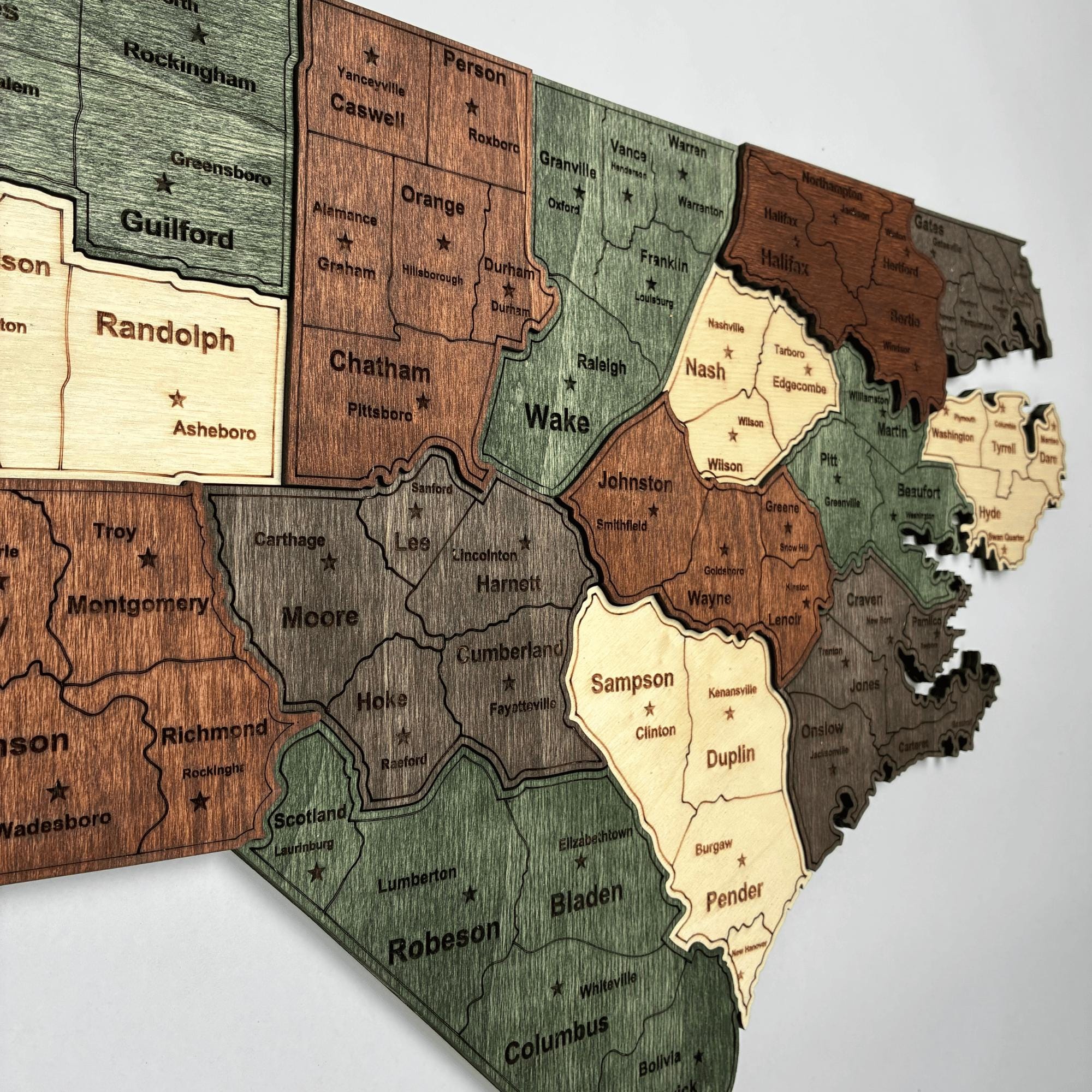 3D Wooden North Carolina Map Wall Art – Rustic Tar Heel State Decor for ...