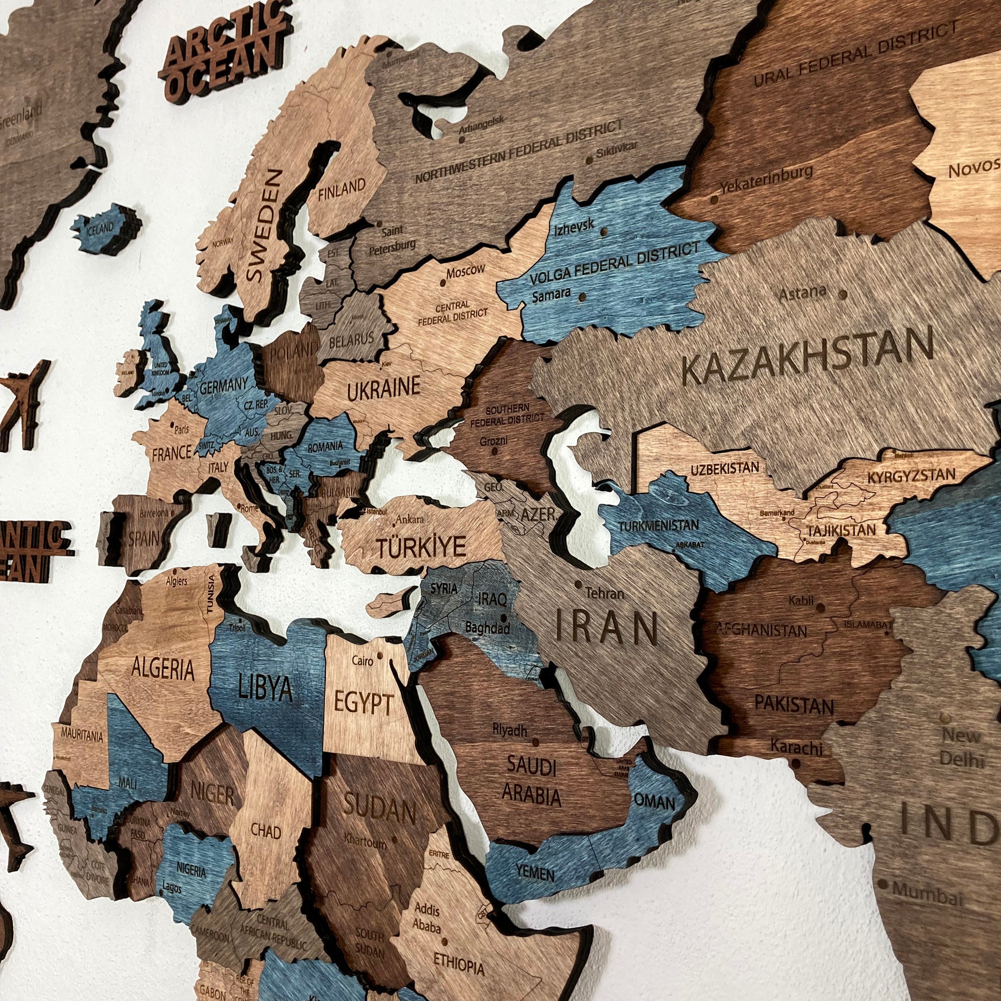 Wooden World Map, Office Wall Decoration, 3D Map, Eco-friendly Wall ...