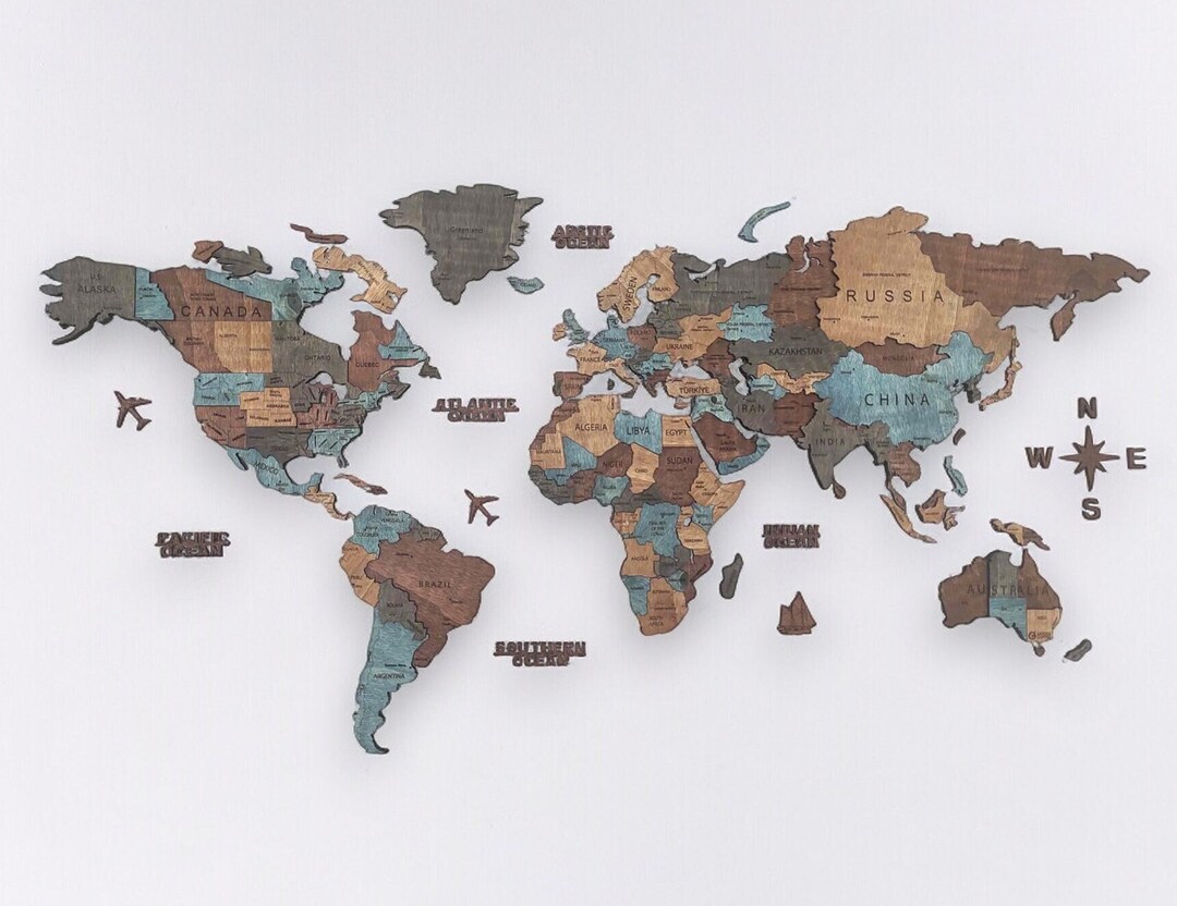 Wooden World Map, Office Wall Decoration, 3D Map, Eco-friendly Wall ...