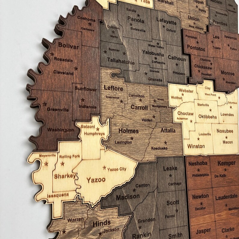 3D Wooden Mississippi Map Wall Art – Rustic Magnolia State Decor for ...