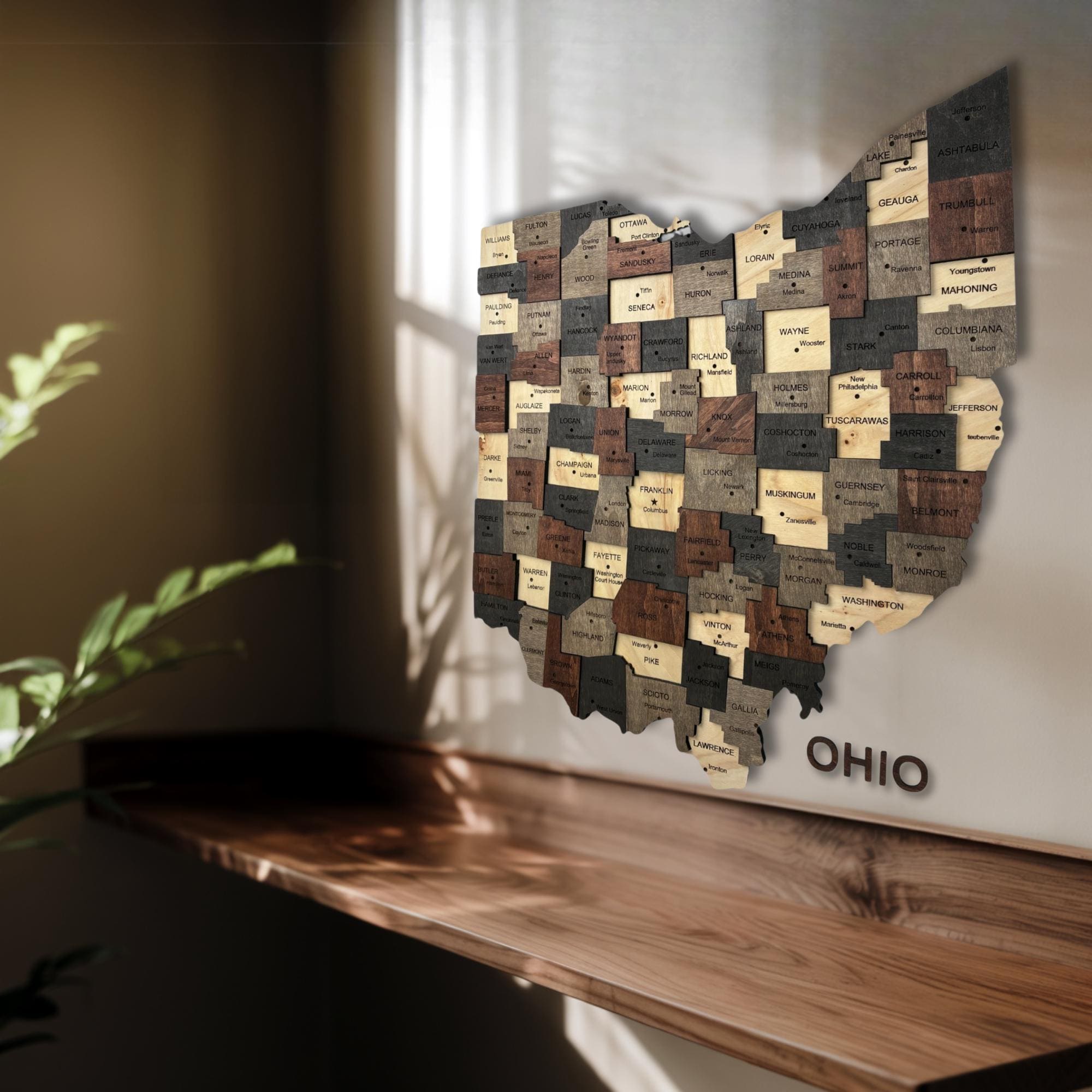 3D Wooden Ohio Map Wall Art – Rustic Buckeye State Decor for Home ...