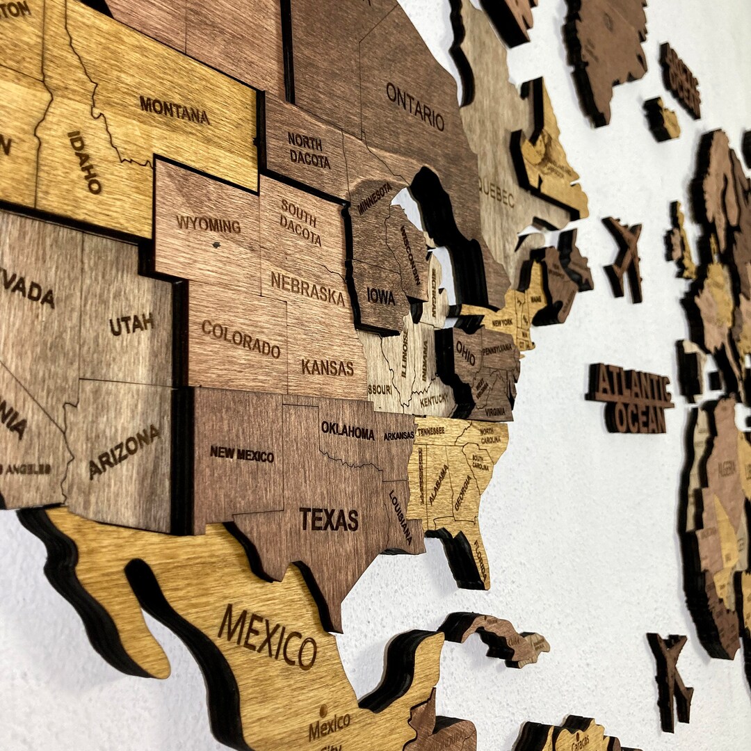 Wooden World Map for Meeting Room, 3d Wooden Wall Decor, Minimalist ...
