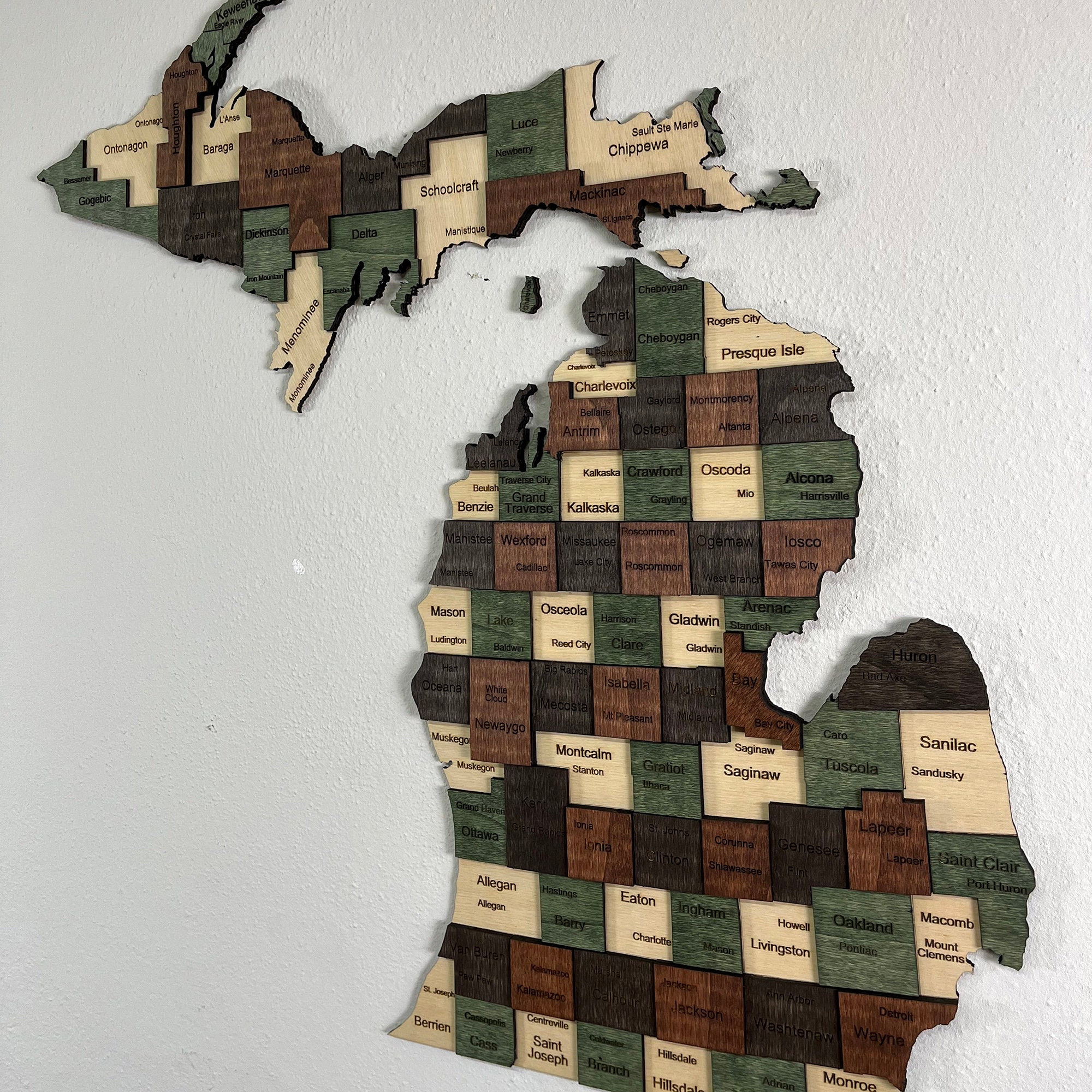 3D Wooden Michigan Map, , Wooden Map Shaped Michigan, Michigan Map Wall ...