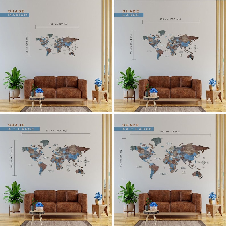 Wooden World Map, 3D Wall Map, Wooden Wall Decoration, Christmas Gift ...