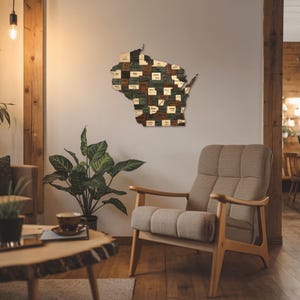 3D Wooden Wisconsin Map Wall Art – Rustic Badger State Decor for Home ...