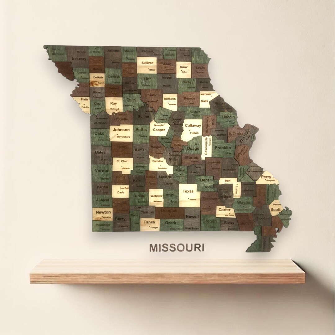 3D Wooden Missouri Map, Show-me State in 3D – Rustic Wall Art Decor - Etsy