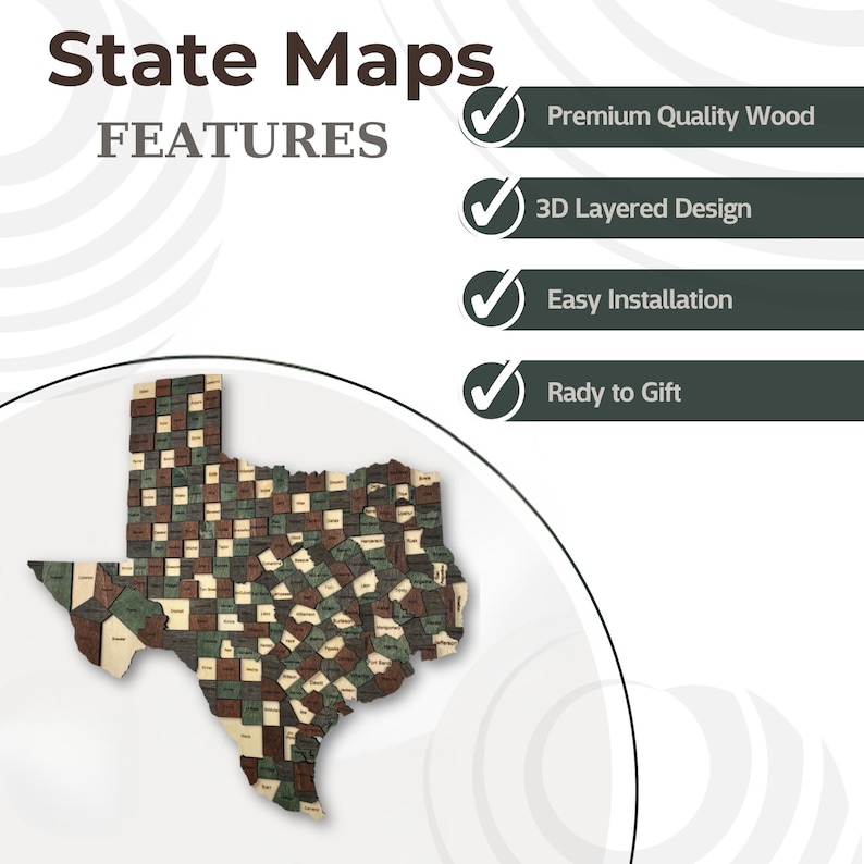 3D Wooden Texas Map Wall Art – Rustic Lone Star State Decor for Home ...