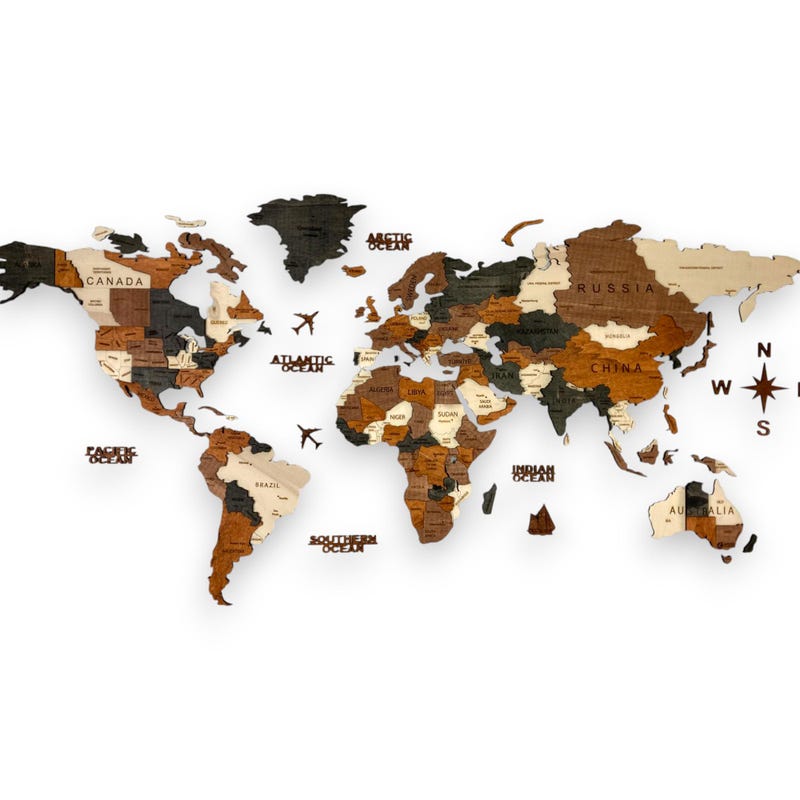 Rustic World Map - Etsy