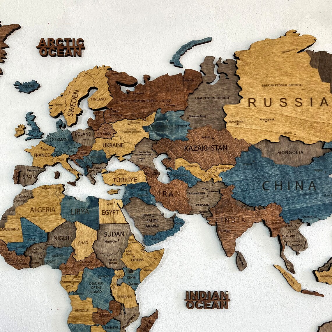 Wooden World Map 2024, Minimalist Wooden World Map, 3d Wall Decor ...