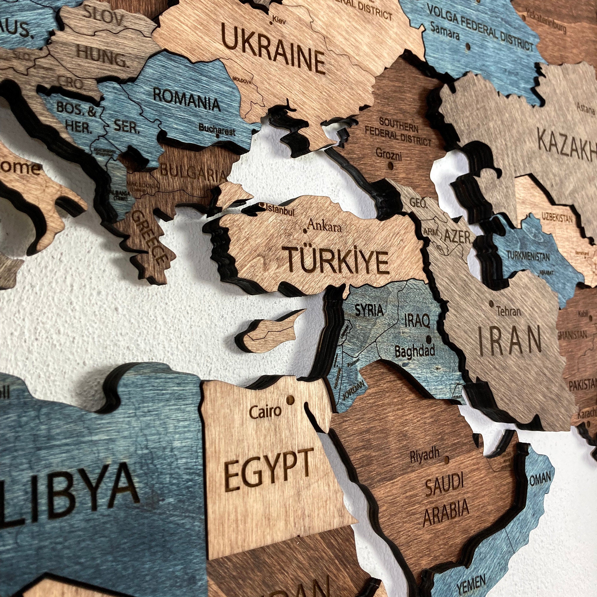 Wooden World Map, Office Wall Decoration, 3D Map, Eco-friendly Wall ...