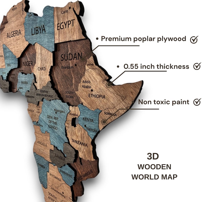 Handcrafted Wooden World Map Wall Art – Rustic Office & Home Decor ...