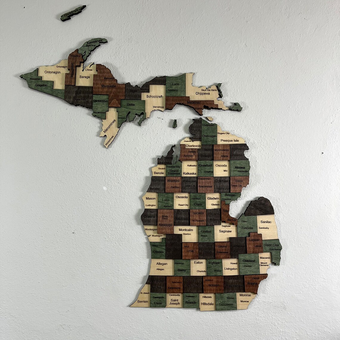 3D Wooden Michigan Map, , Wooden Map Shaped Michigan, Michigan Map Wall ...
