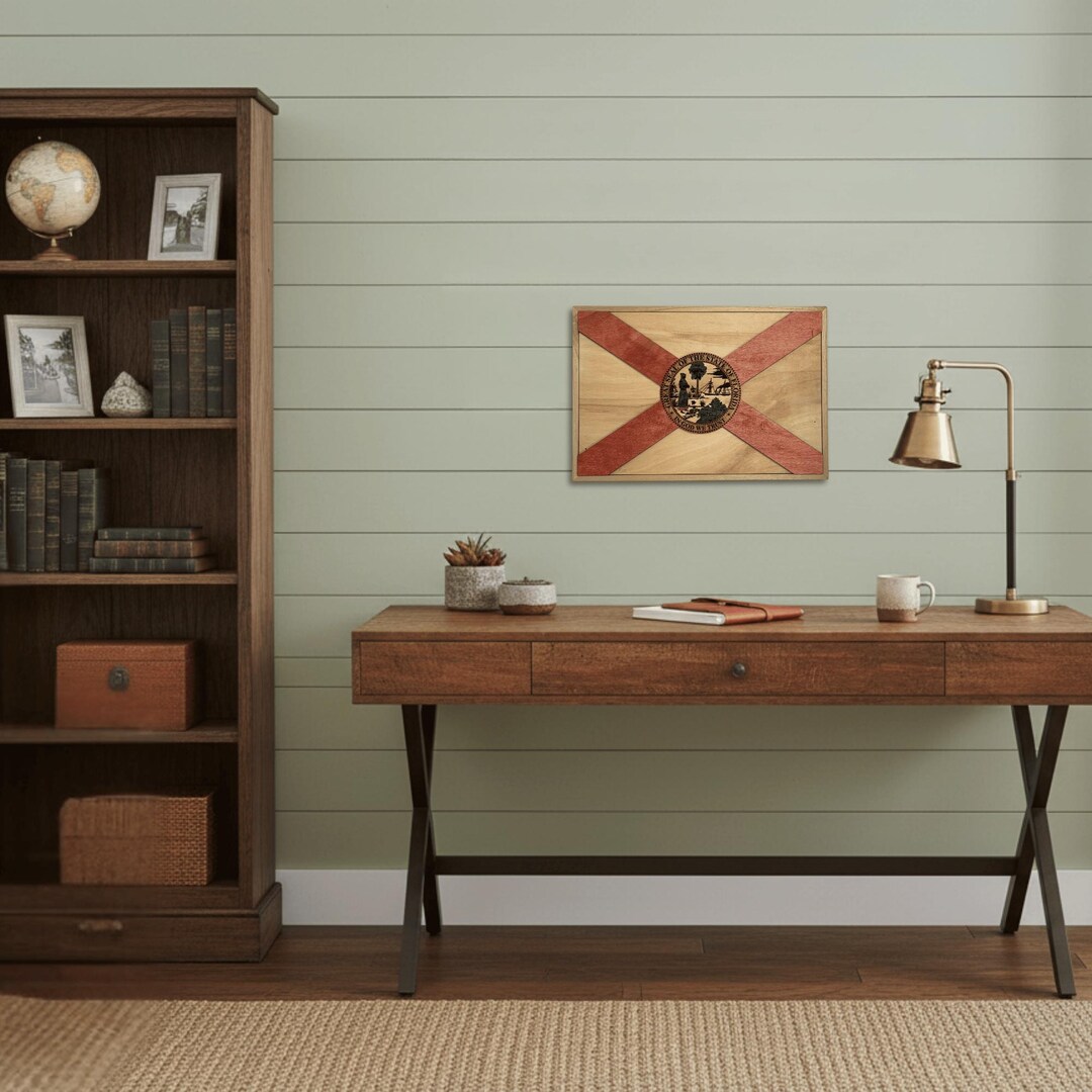 Wooden Florida State Flag Wall Art, Handcrafted Wood Flag Decor ...