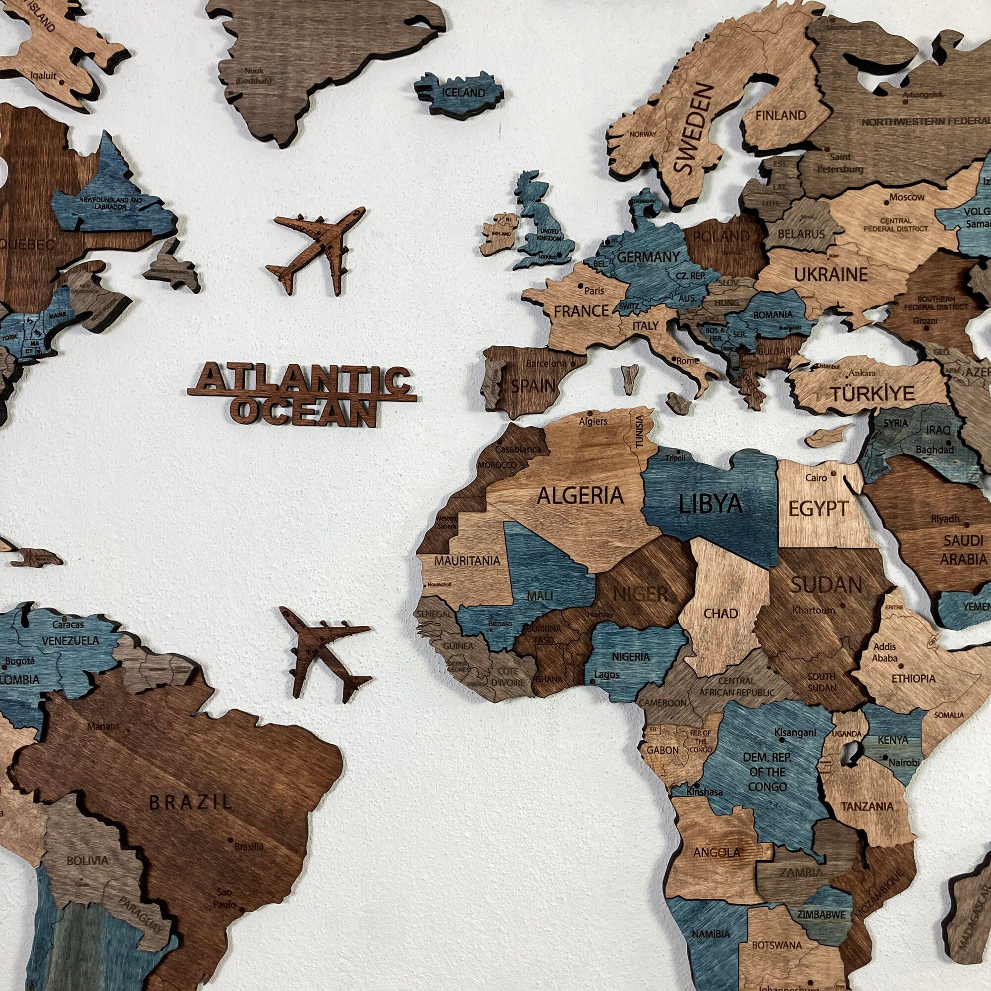 Wooden World Map, Office Wall Decoration, 3D Map, Eco-friendly Wall ...