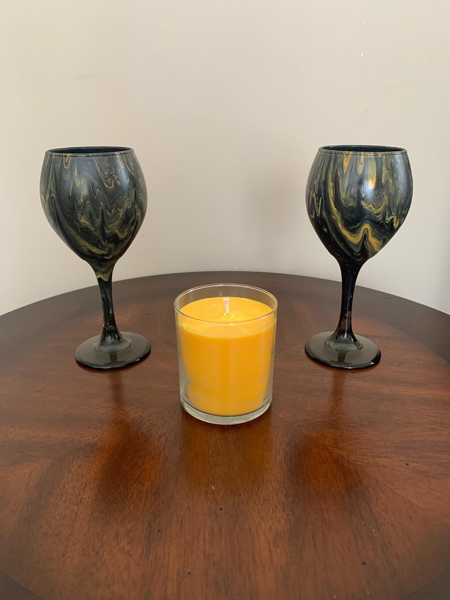 Black And Gold Wine Glasses Etsy