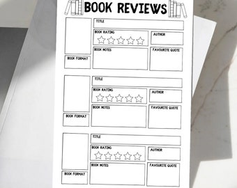 Book Review & Reading Journal Printable Instant Download PDF - Etsy