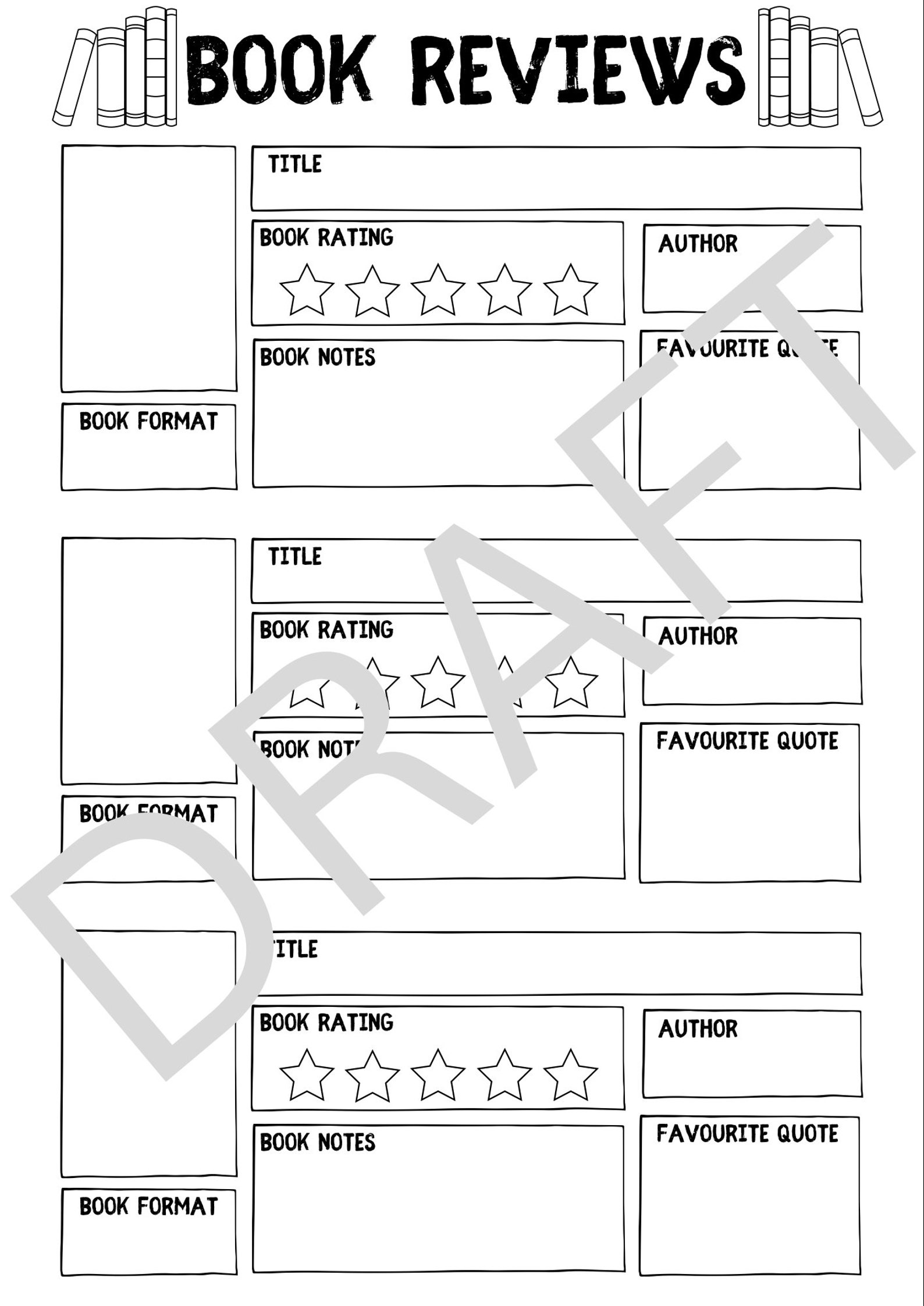 Book Review Template Pdf | Simple Book Review Printable | A4 Template ...