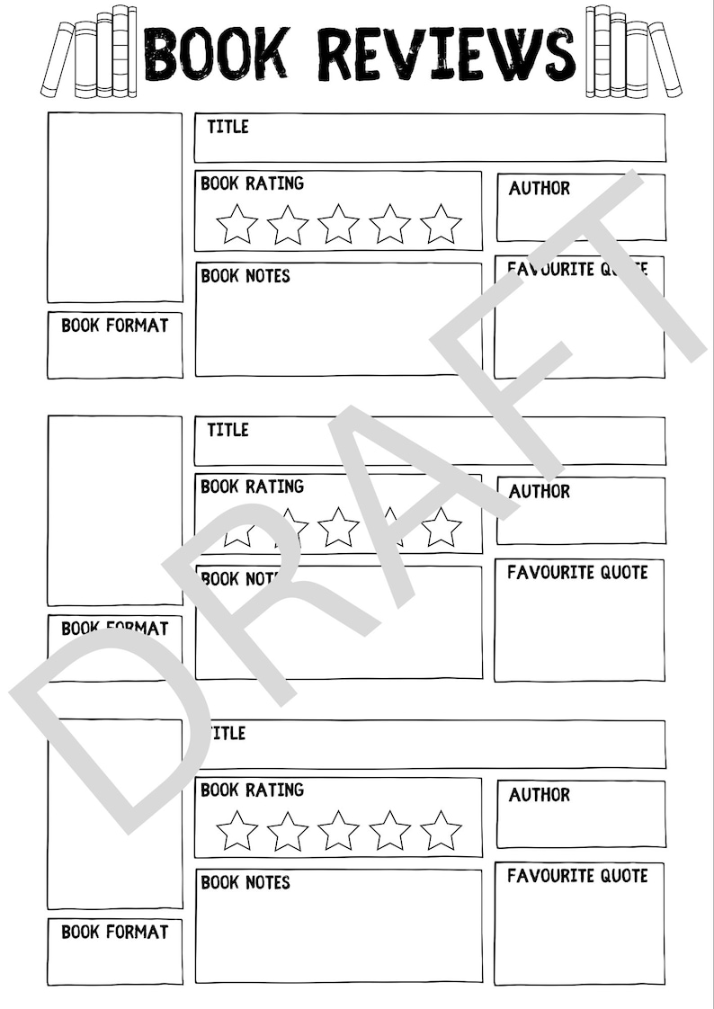 Book Review Template Pdf | Simple Book Review Printable | A4 Template ...