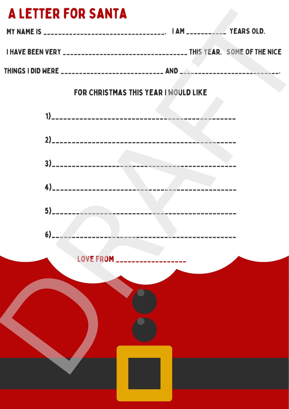 Wishlist for Santa | Official Letter to Father Christmas | Kids Note ...