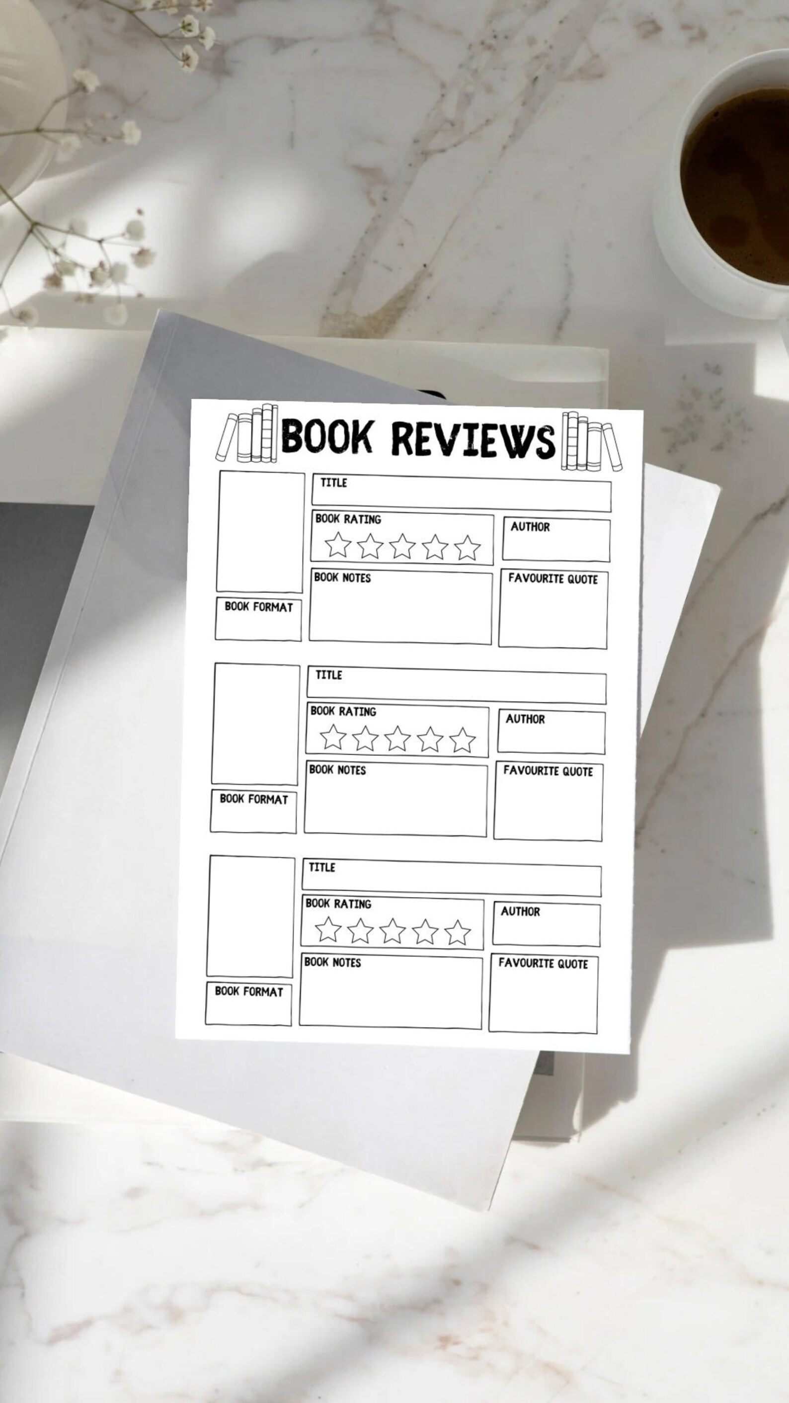 Book Review Template Pdf | Simple Book Review Printable | A4 Template ...