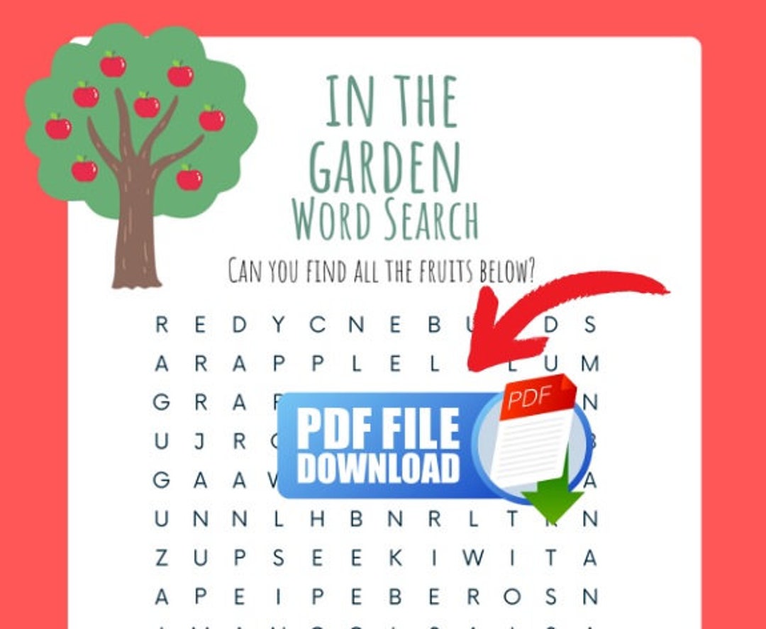 Printable Garden Word Search Puzzles, Spring Season Downloadable Game ...