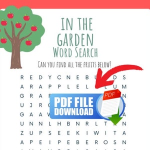 Printable Garden Word Search Puzzles, Spring Season Downloadable Game ...