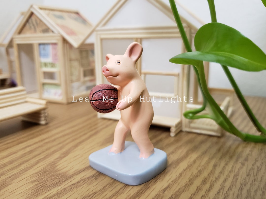 Little Pig Figurine, Pig With Ball, Room Decor, Cute Piglet Playing ...