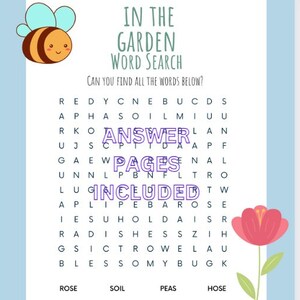 Printable Garden Word Search Puzzles, Spring Season Downloadable Game ...