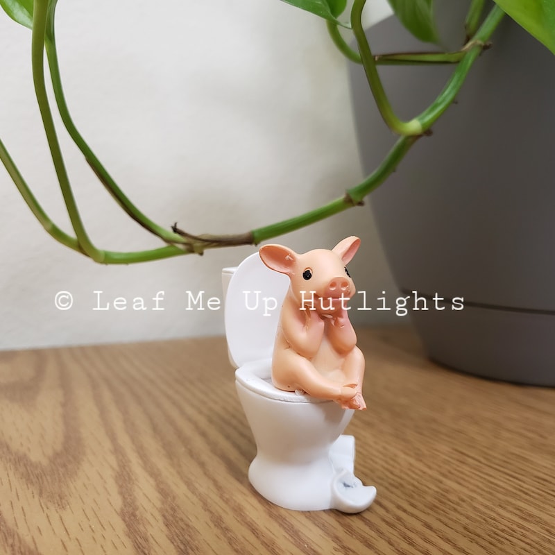 Pig on Toilet Figurine - Etsy