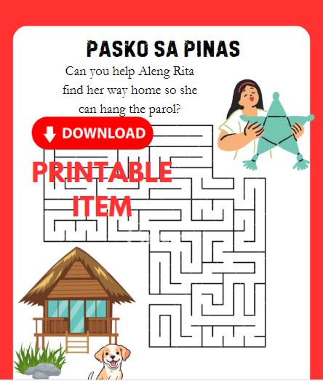 Printable Filipino Christmas Word Puzzles, Family Activity Games for ...