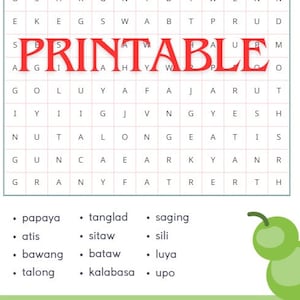 Filipino Food Word Search: Tagalog Vocabulary Puzzle (printable) - Etsy