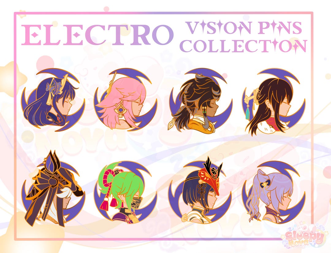 Genshin Impact Vision Pins Electro Collection - Etsy