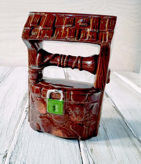 RARE Vintage Wishing Well Coin Bank Mid-century Red Ware - Etsy