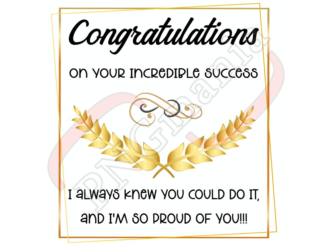 Congratulations on Your Success PNG, JPG, Pdf Congrats Greeting ...