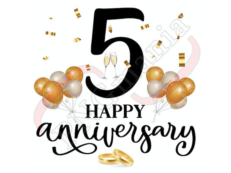 5 Years Happy Anniversary PNG JPG PDF 5 Years Marriage - Etsy