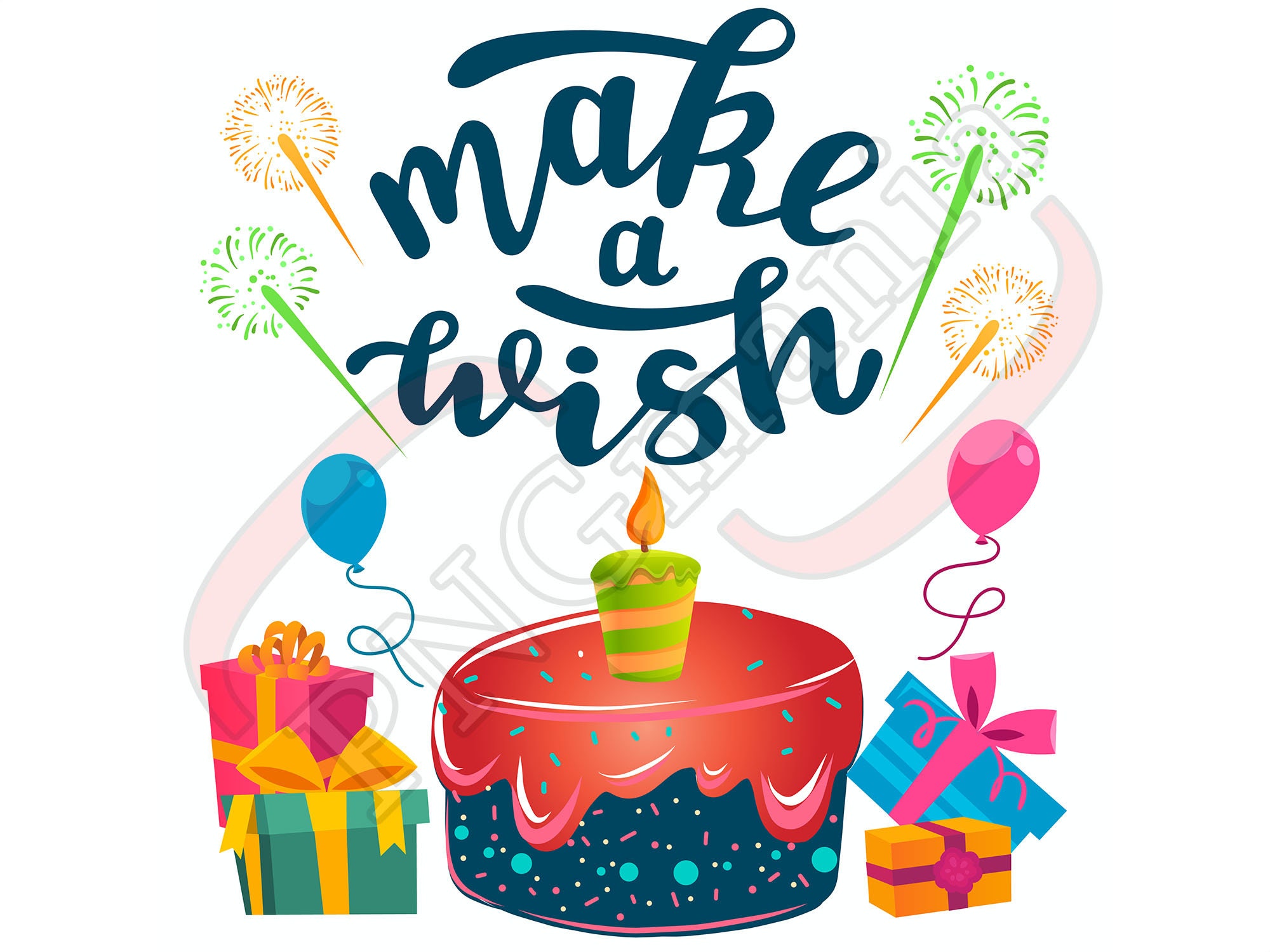Make A Wish Birthday Png Pdf Digital Art Birthday T Etsy