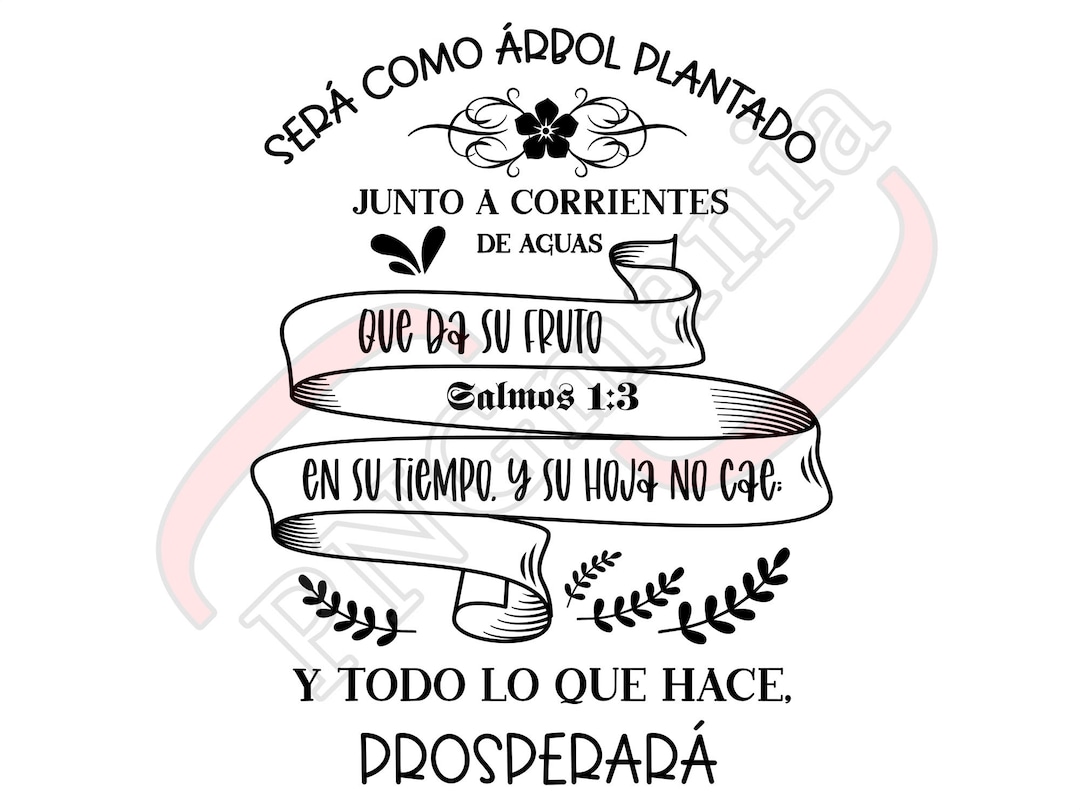 Salmos 1 :3 SVG, PNG, Jpg, Pdf, Spanish Psalm SVG, Spanish Religious ...