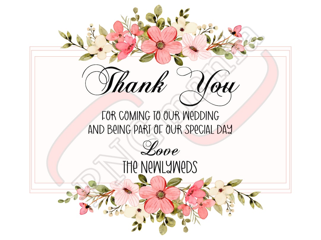 Thank You for Coming to Our Wedding PNG, JPG, PDF Digital Greeting Card ...