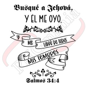 Salmos 34 :4, Spanish Psalm PNG, SVG, Jpg, Pdf, Bible Verse PNG ...