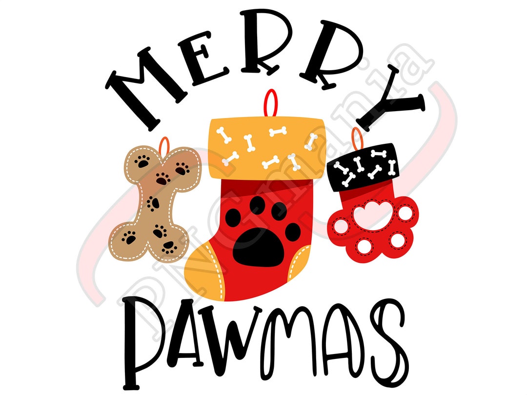 Merry Pawmas PNG JPG PDF Xmas Stockings Christmas Dog - Etsy