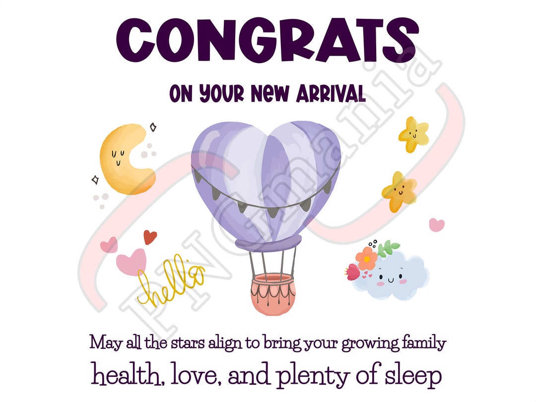 Congrats on Your New Arrival PNG, JPG, PDF Birth Wish, Newborn Digital ...