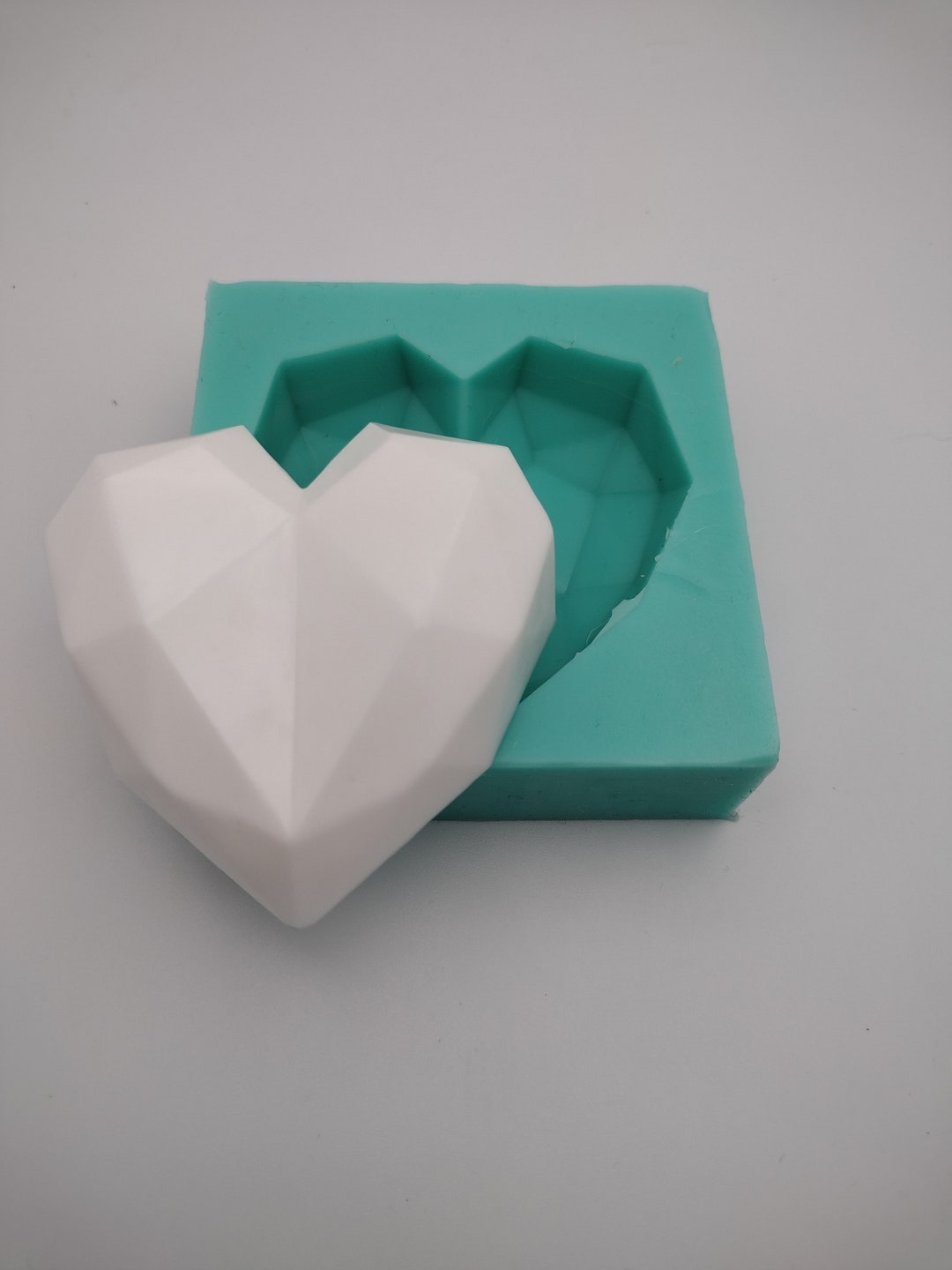 3D Heart-silicone Mold-faux Fake Bake-clay,resin,soap,candle,plaster ...