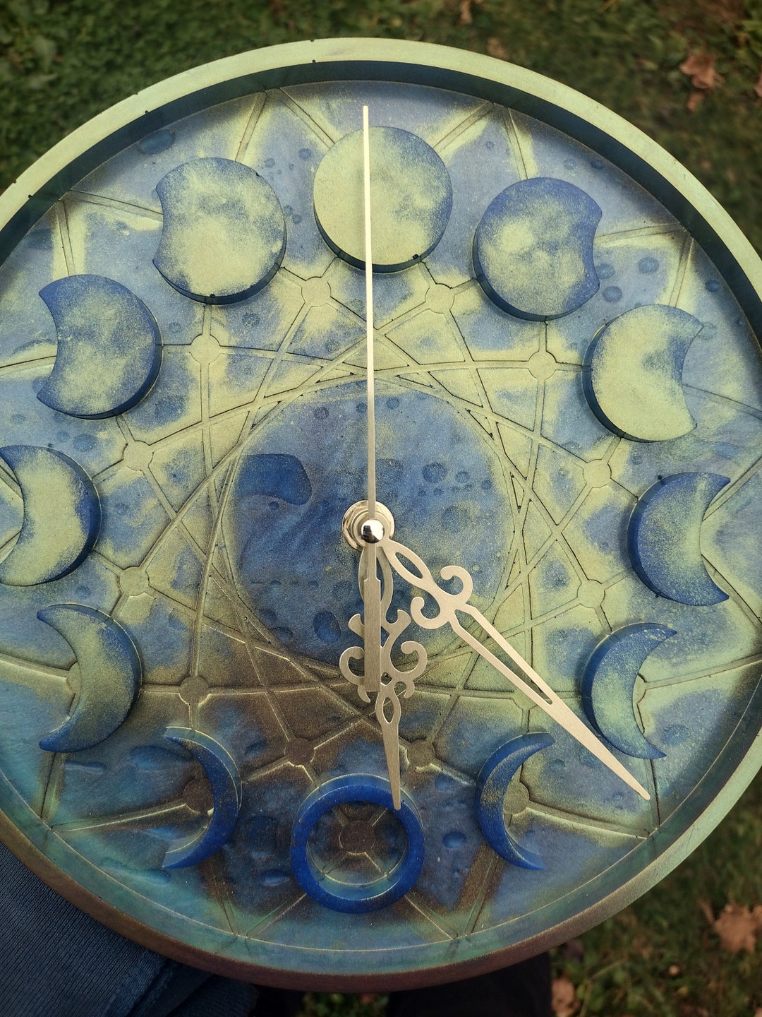 Moon Phase Clock With Metallic Color Shift Pigment-blue and Gold Clock ...