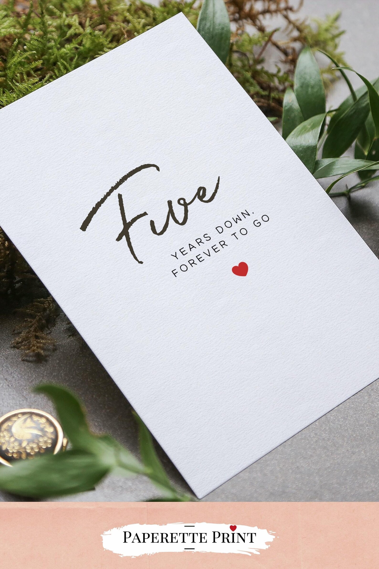 5th Anniversary Card Happy Fifth Anniversary Card 5 Year - Etsy